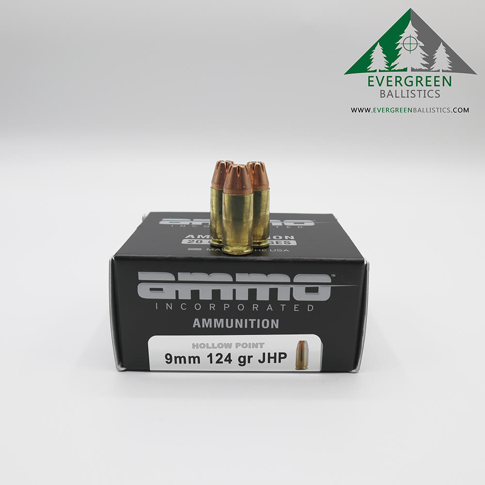 Ammo Inc 9mm 124 Grain JHP Ammo – Evergreen Ballistics