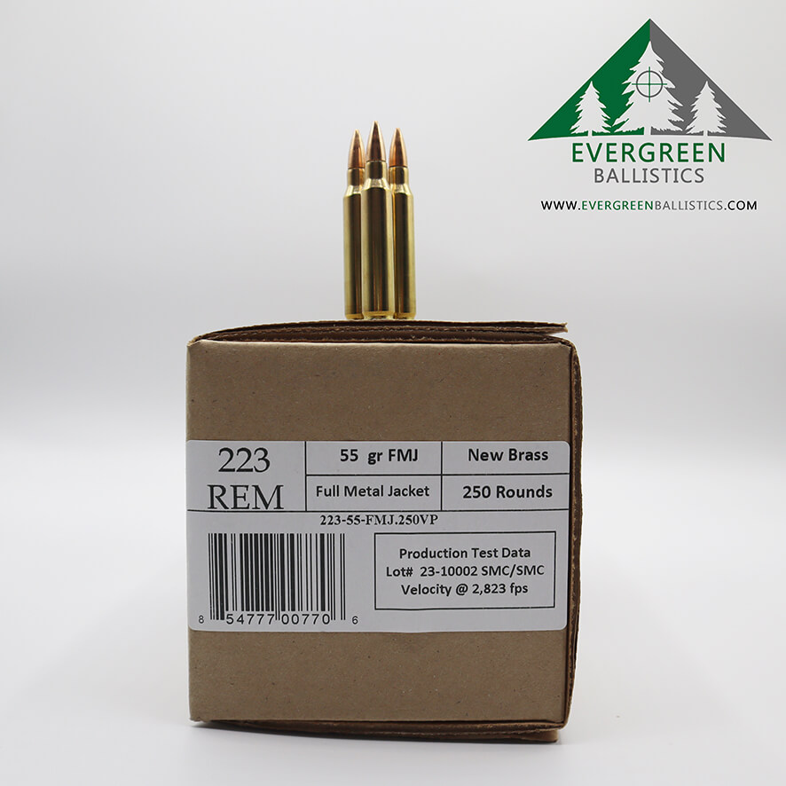 406 Ammo - 223 Remington 55 Grain FMJ – Evergreen Ballistics