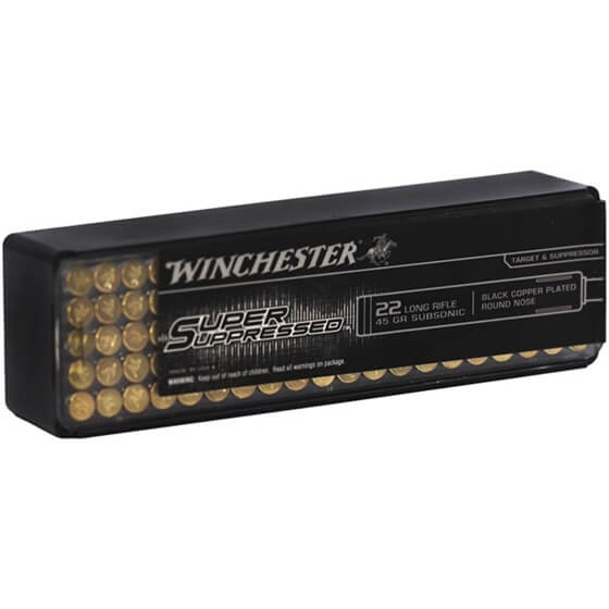 Winchester Super Suppressed 22 LR 45 Gr Subsonic LRN Ammo – Evergreen ...